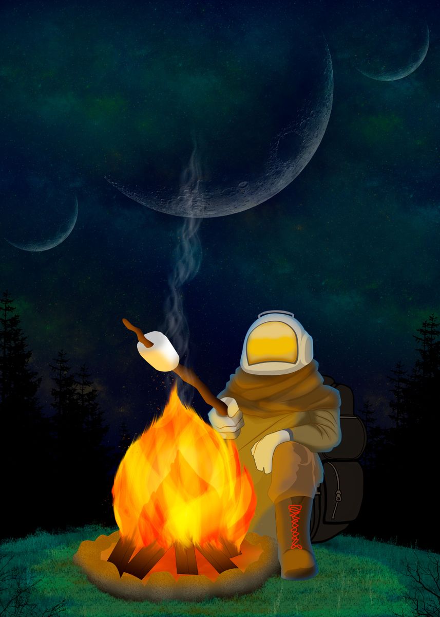 'night camp outer wilds' Poster, picture, metal print, paint by best ...