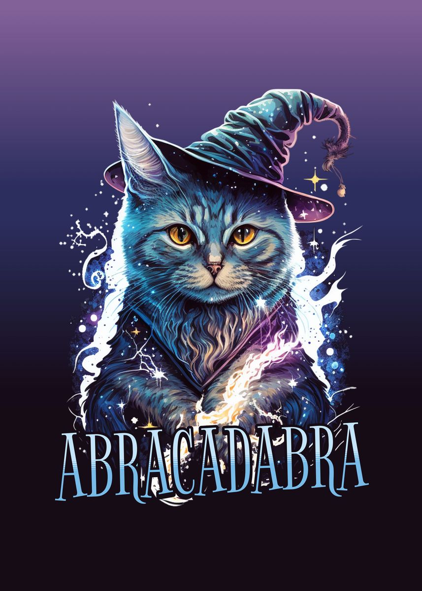 'Abracadabra Cat' Poster, picture, metal print, paint by Cool Worker ...