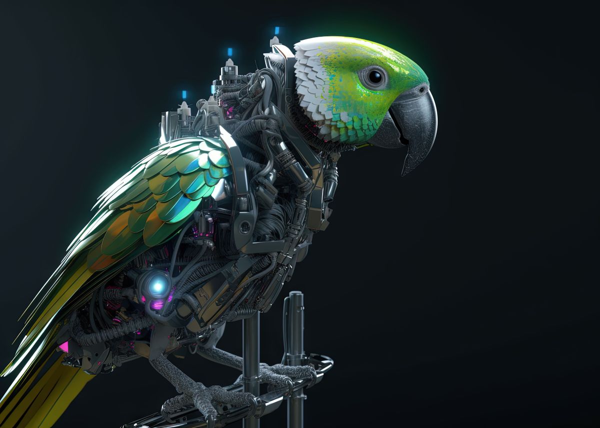 'Parrot in Paradise ' Poster by Cosmic Graphics | Displate