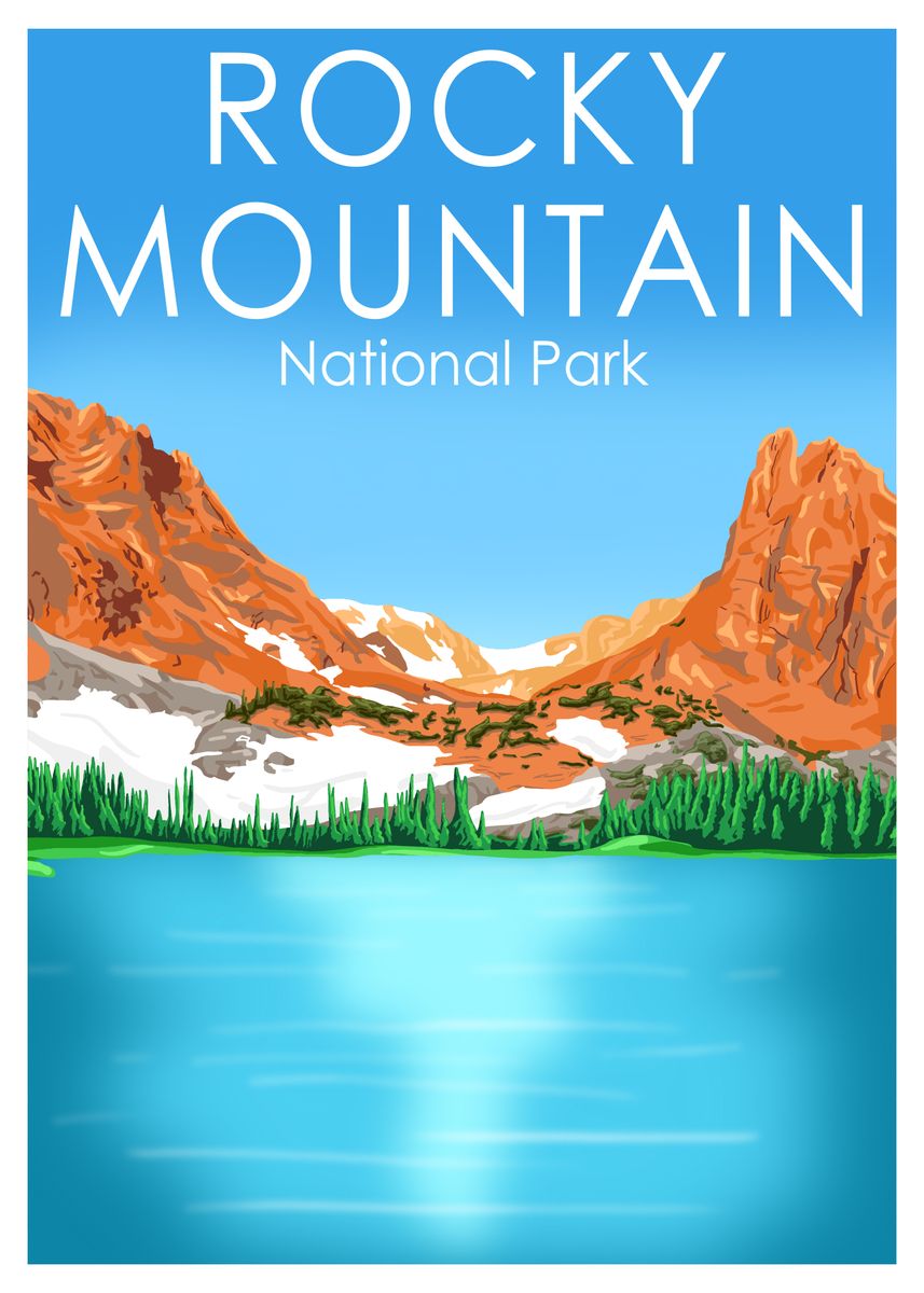 'Rocky Mountain' Poster, picture, metal print, paint by OmegaArt | Displate