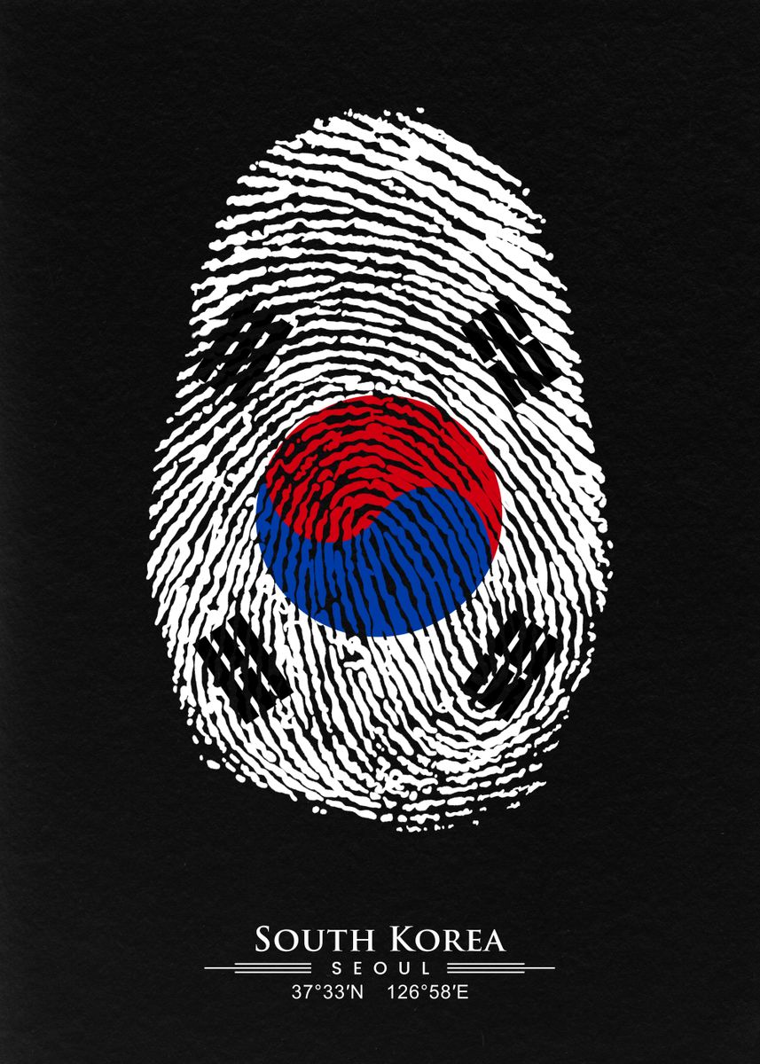 'south korea finger flagart' Poster, picture, metal print, paint by ...