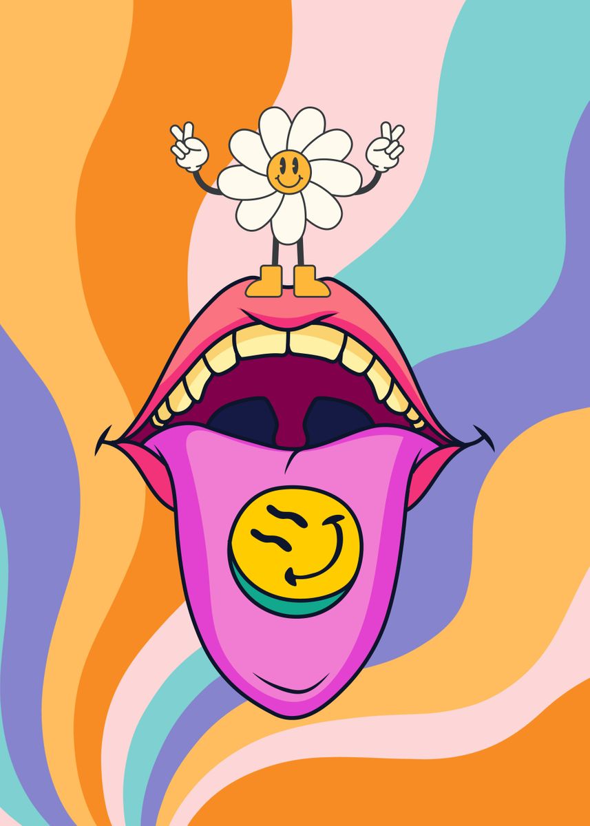 'Trippy Retro 70s Acid' Poster, picture, metal print, paint by ...