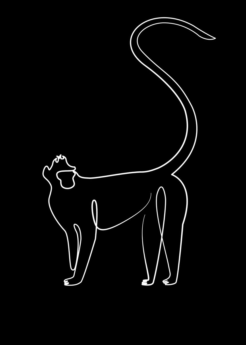 'One Line Art Monkey ' Poster, picture, metal print, paint by Hendri ...