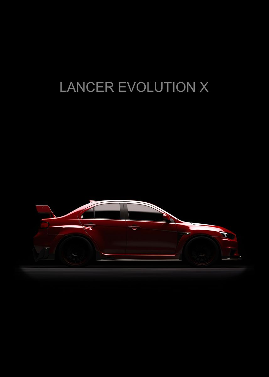 'Lancer Evo Red Dark' Poster, picture, metal print, paint by Masje ...