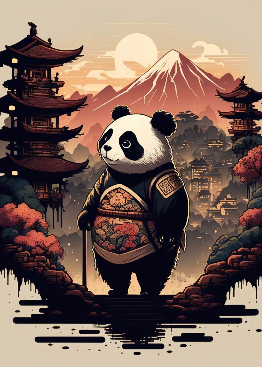 'panda bamboo japan' Poster, picture, metal print, paint by Hari ...