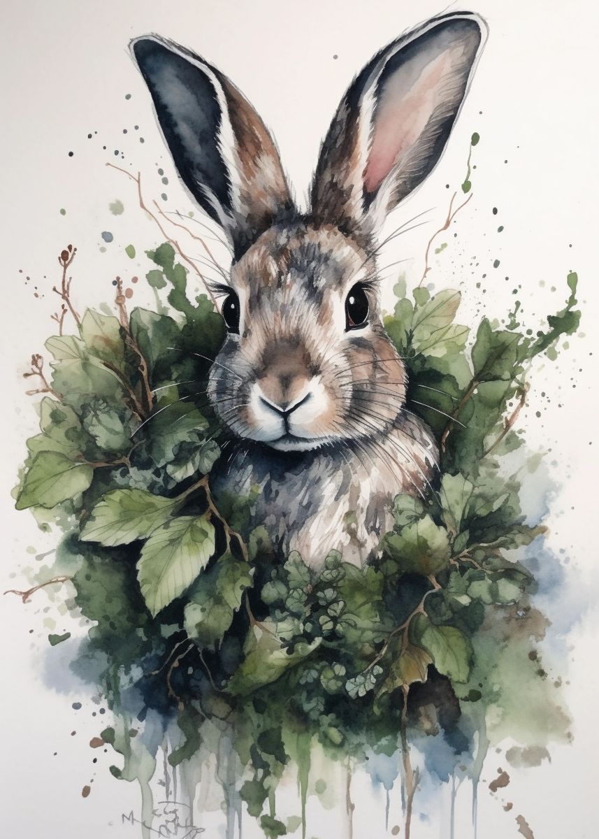 'Forest Rabbit' Poster, picture, metal print, paint by David Scott ...