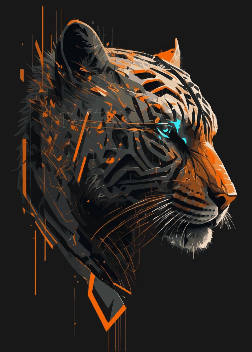 'Tiger Cyber Animal' Poster, picture, metal print, paint by NikoB ...