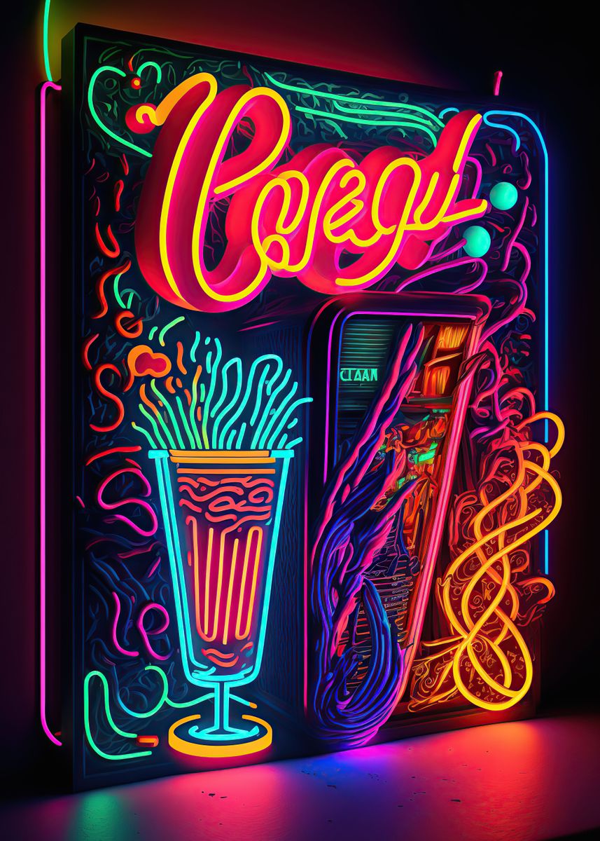 'neon art' Poster, picture, metal print, paint by Anime Poster | Displate