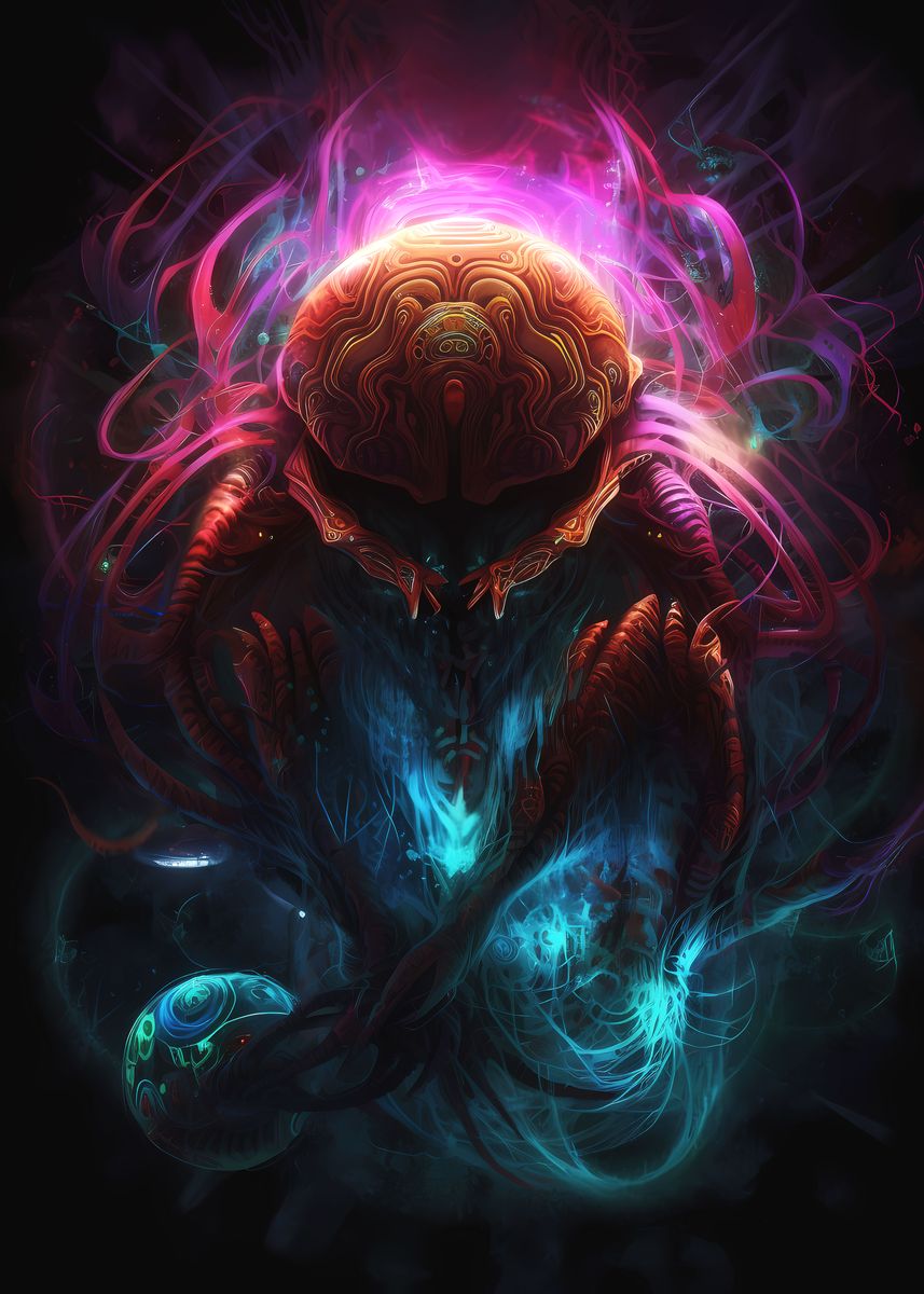 'Space alien IV' Poster, picture, metal print, paint by Fredrik ...