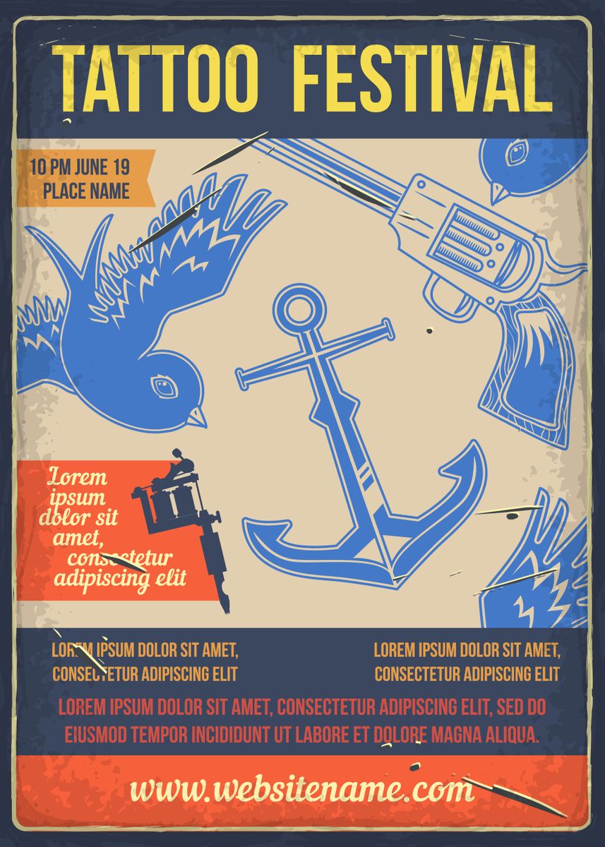 'Retro Tattoo Festival' Poster, picture, metal print, paint by 3am ...