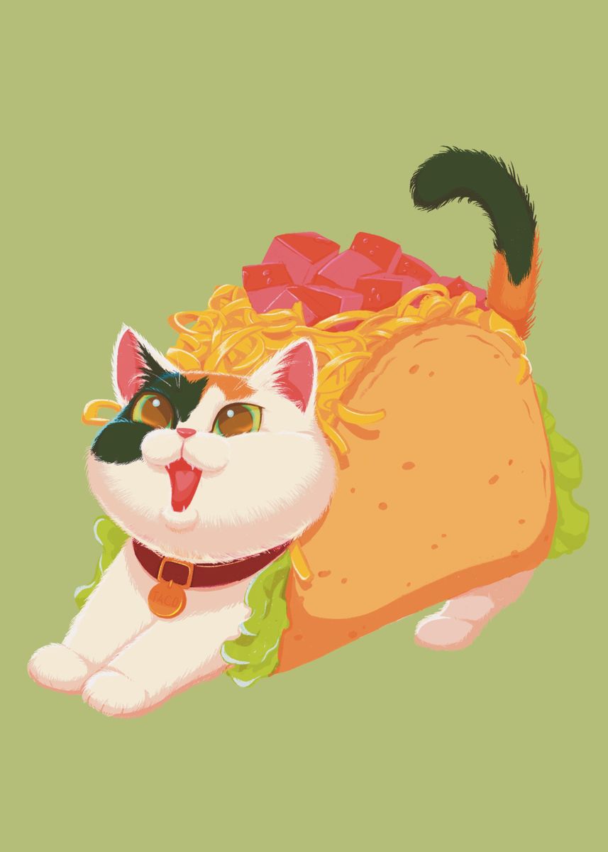 'Taco Cat' Poster, picture, metal print, paint by DouDouBao | Displate