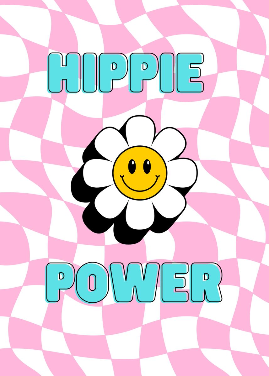'Retro 70s Hippie Power' Poster, picture, metal print, paint by ...