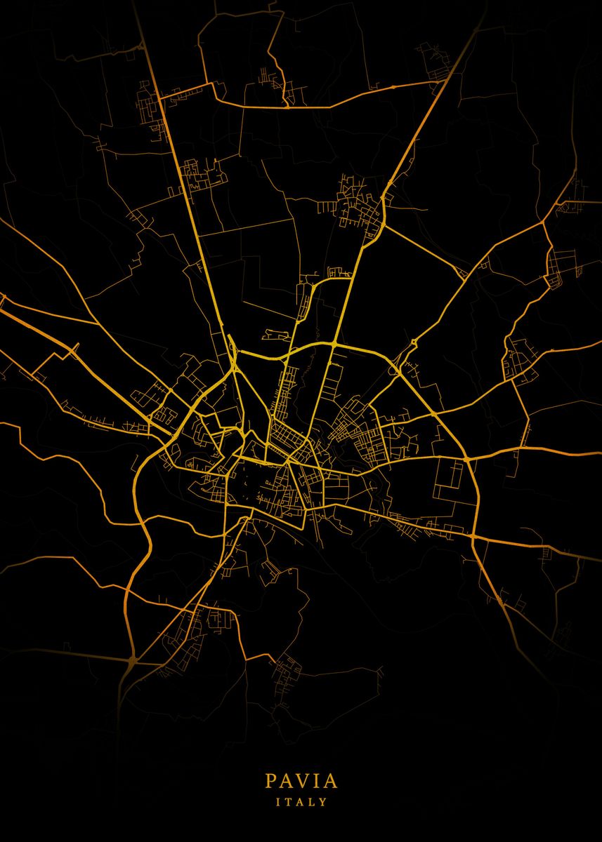 'Pavia City Map Gold' Poster, picture, metal print, paint by Trulaf ...