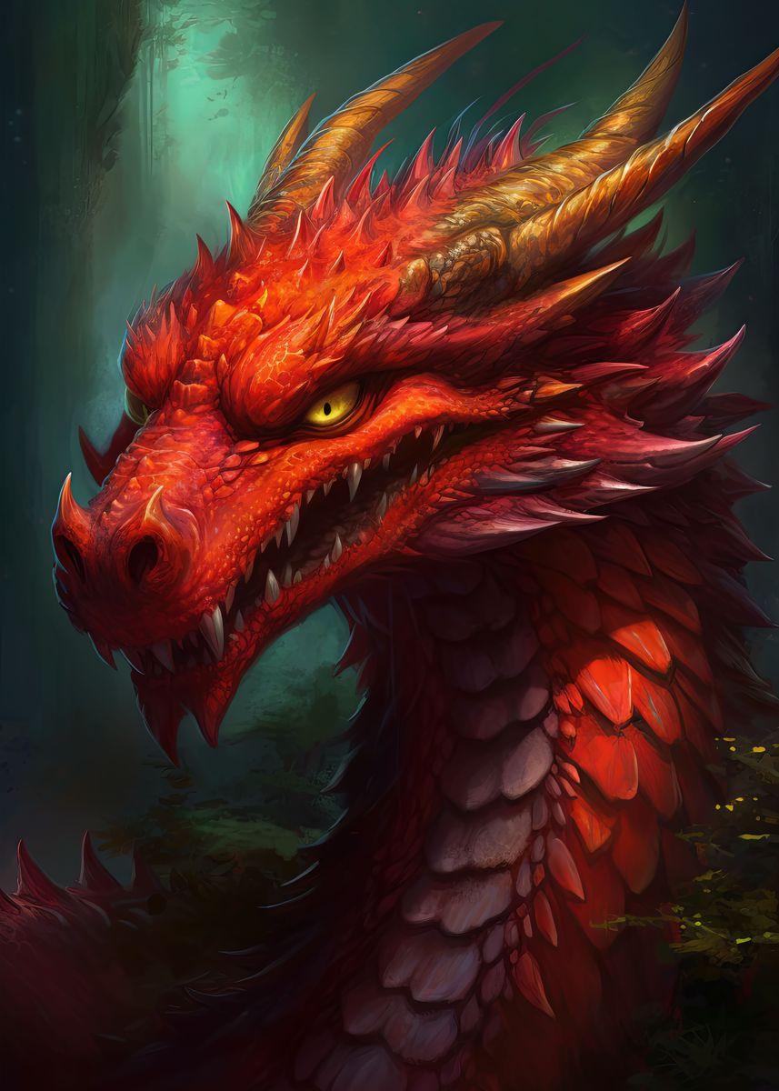 'Portrait of a Fire Dragon' Poster by ArsFerrum | Displate