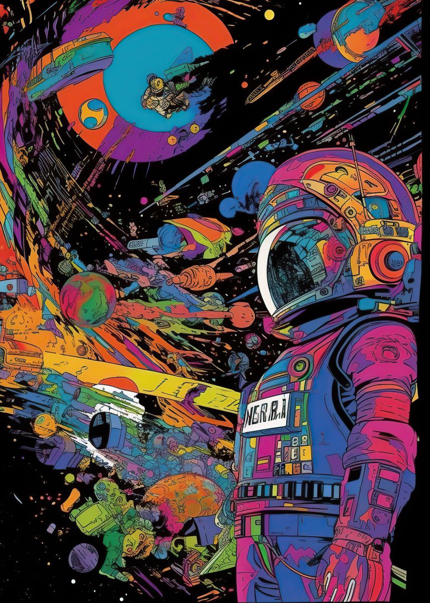 'Psychedelic Astronaut' Poster, picture, metal print, paint by Yannis ...