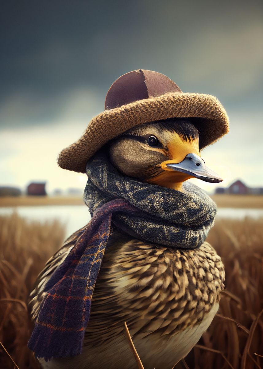 'Duck Warm Hat Portrait ' Poster, picture, metal print, paint by ...
