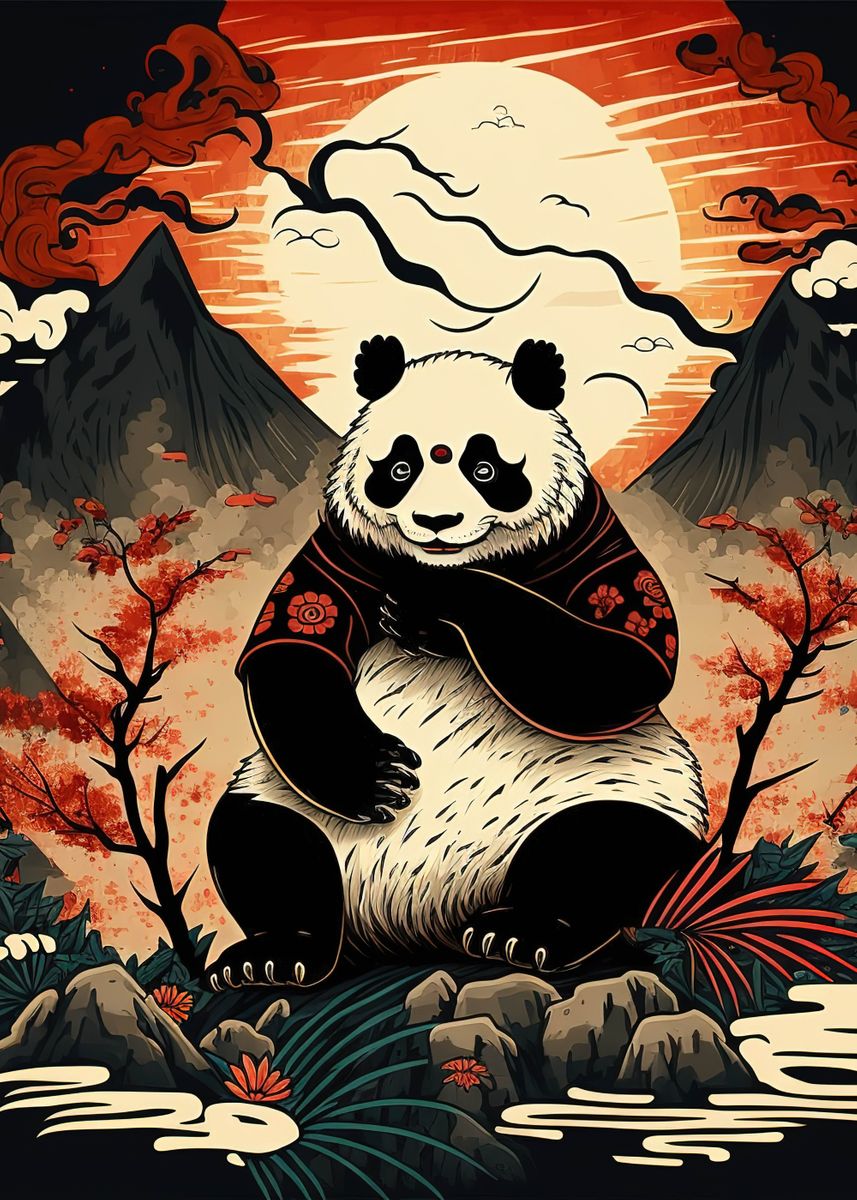 'panda bamboo japan' Poster, picture, metal print, paint by Hari ...