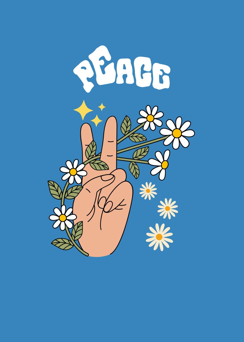 'Groovy Hippie Peace Sign' Poster, picture, metal print, paint by ...
