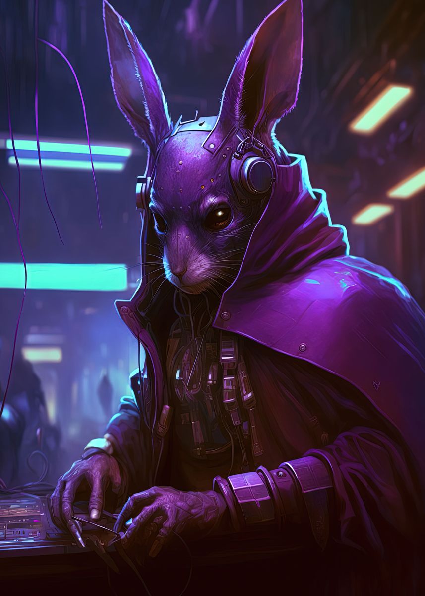 'Rabbit Cyberpunk' Poster, picture, metal print, paint by Zake Yonkou ...