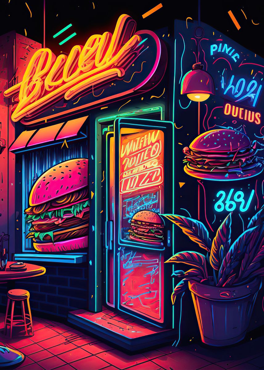 'neon art' Poster, picture, metal print, paint by Anime Poster | Displate