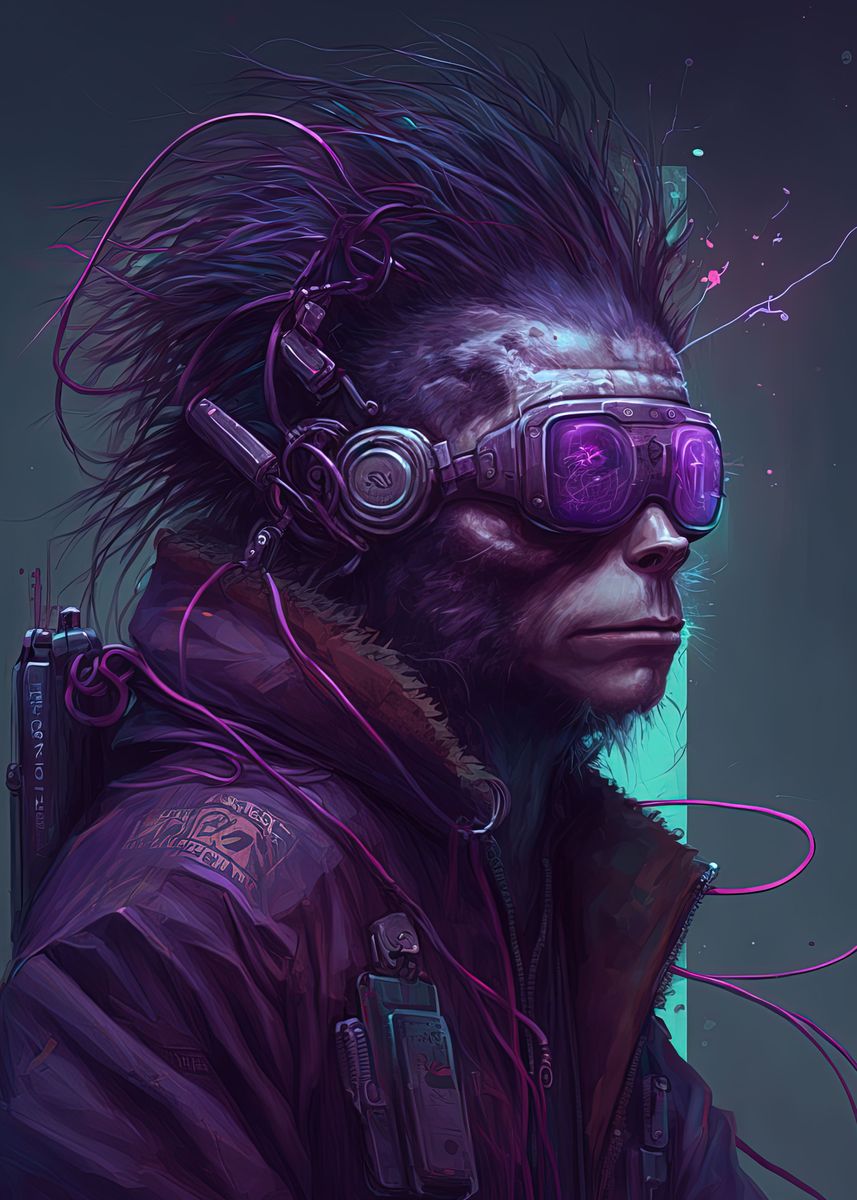 'Monkey Cyberpunk' Poster, picture, metal print, paint by Zake Yonkou ...