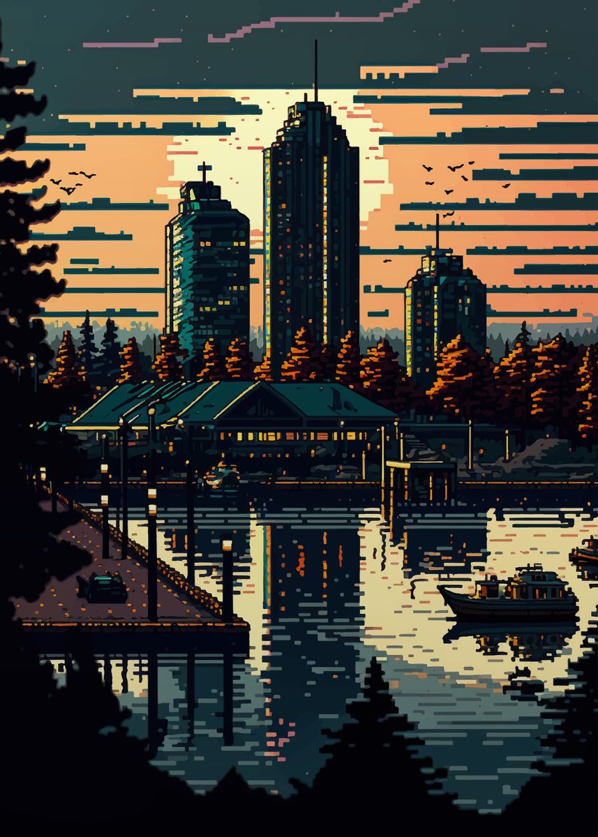 'Espoo Pixel art' Poster, picture, metal print, paint by M Art | Displate