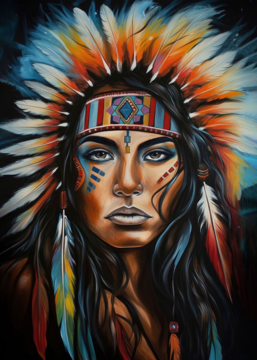 'Native Indigenous Woman' Poster, picture, metal print, paint by ...