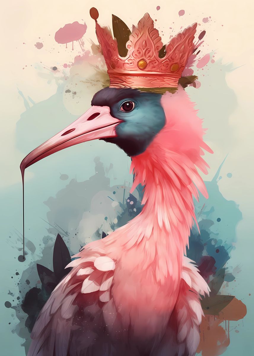 'Flamingo Mythical world' Poster, picture, metal print, paint by ...