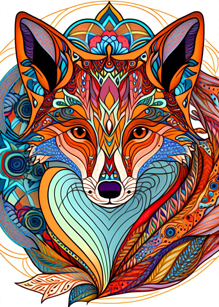 'Colorful Fox' Poster, picture, metal print, paint by Annie Mcman ...