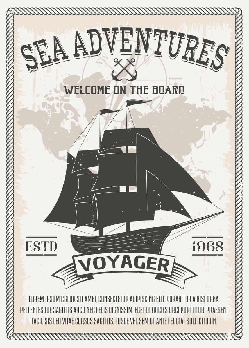 'Retro Sea Adventures' Poster, picture, metal print, paint by 3am ...