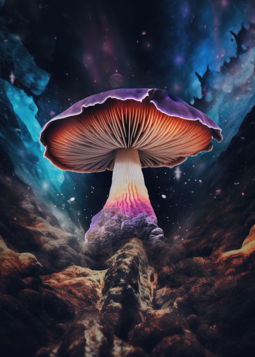 'Trippy Magic Mushroom' Poster, picture, metal print, paint by mcmtdesigns | Displate