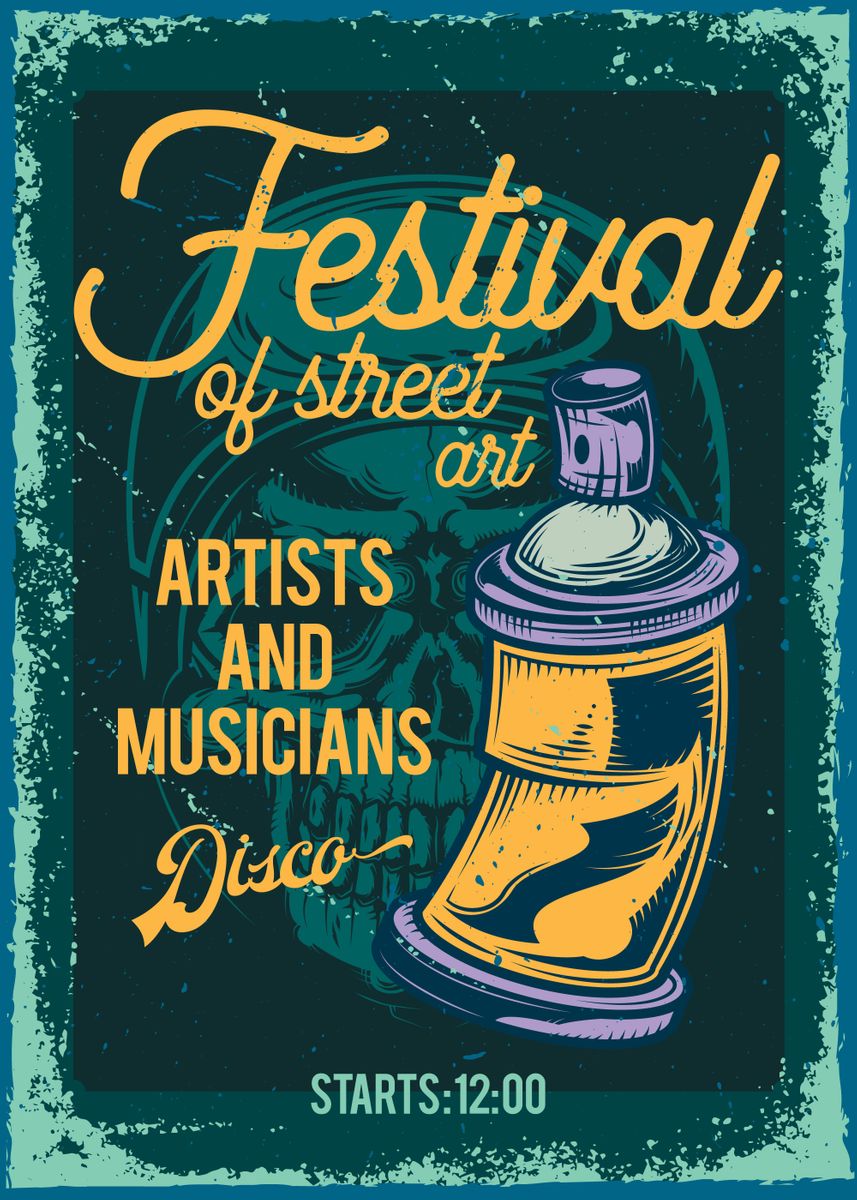 'Retro Street Festival' Poster, picture, metal print, paint by 3am ...