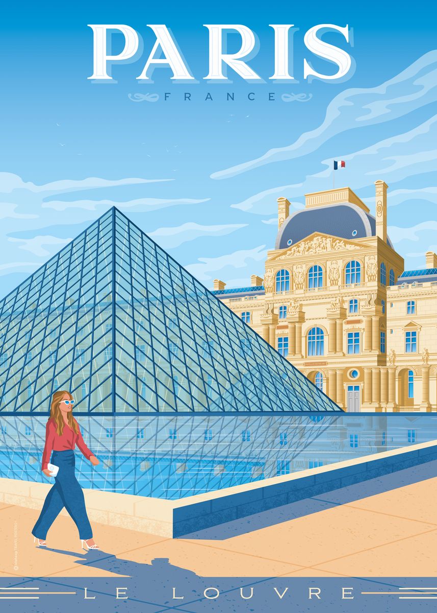 'Paris France Travel Poster' Poster, picture, metal print, paint by ...