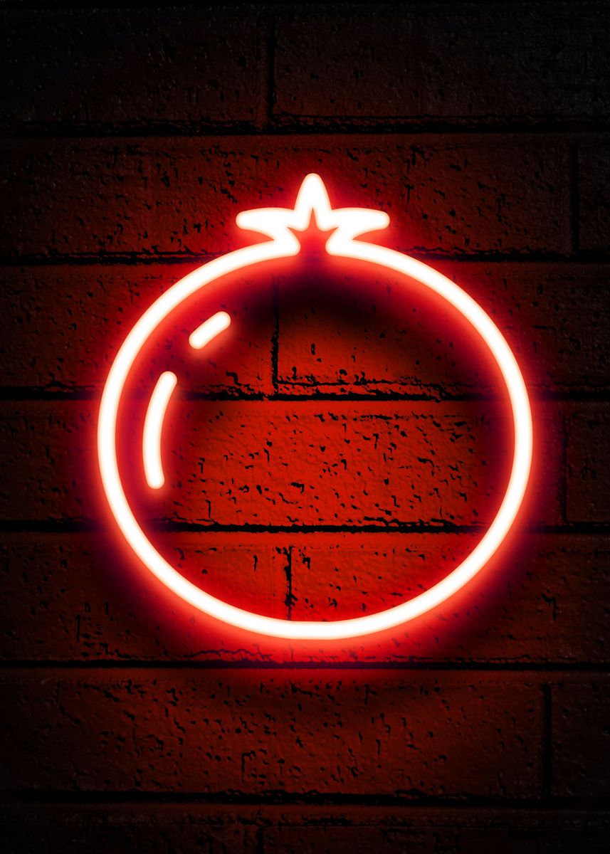'Pomegranate neon fruit' Poster, picture, metal print, paint by Kitty ...