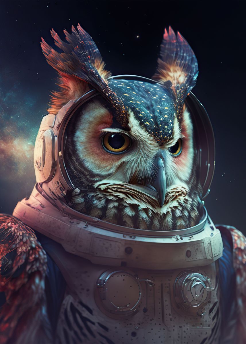 'owl astronaut' Poster, picture, metal print, paint by Atlas Mcguire ...