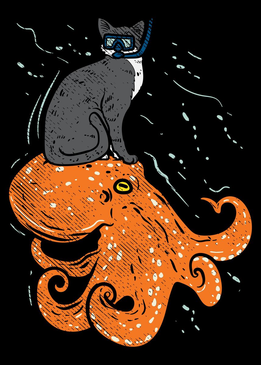 'Funny Scuba Diving Cat' Poster by MuffinPowa | Displate