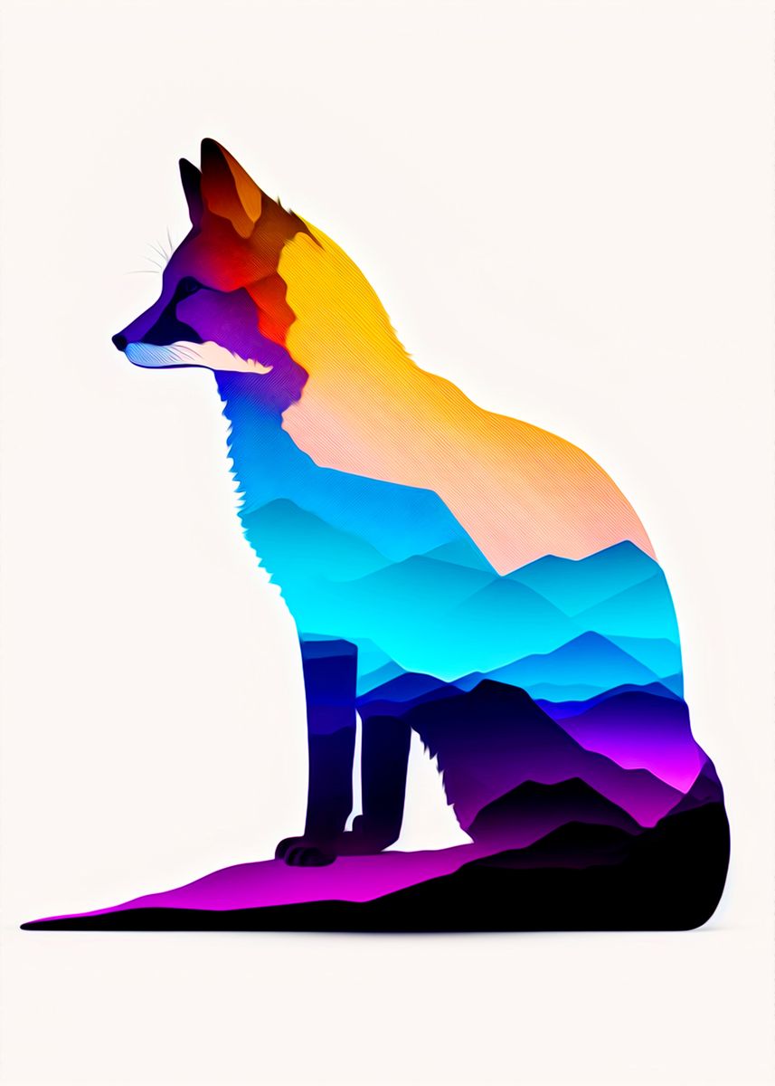 'Colorful Fox' Poster, picture, metal print, paint by Antaru Kisaru ...