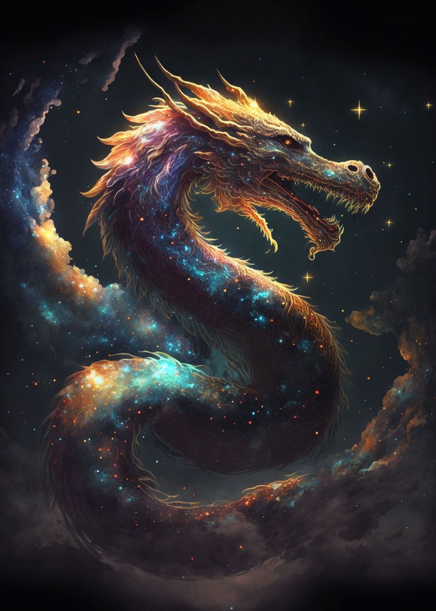 'Fantasy Space Dragon' Poster, picture, metal print, paint by Creative ...