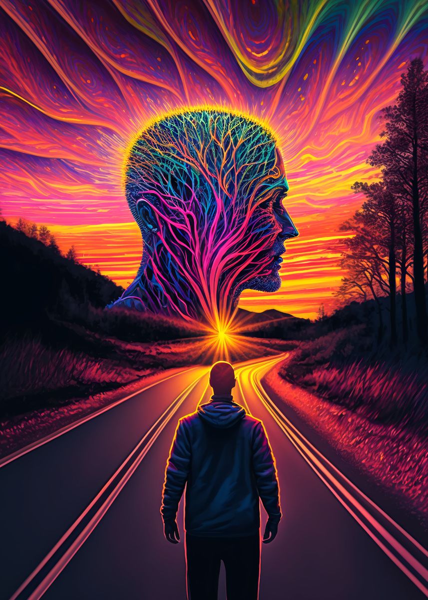 'psychedelic' Poster, picture, metal print, paint by Freddie | Displate