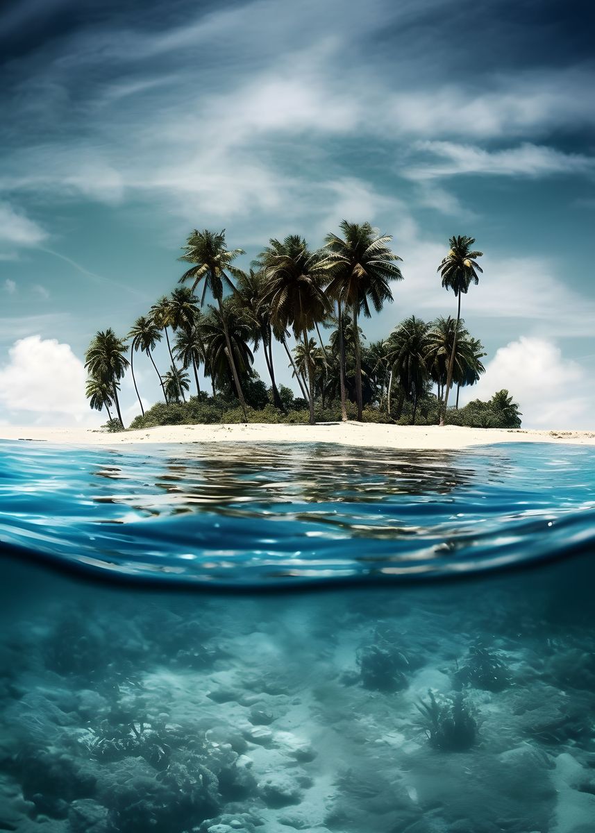 'Tiny Paradise Island' Poster, picture, metal print, paint by David ...