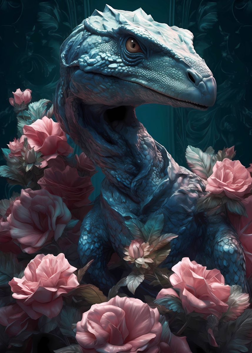 'Velociraptor Fantasia' Poster, picture, metal print, paint by Keeling ...