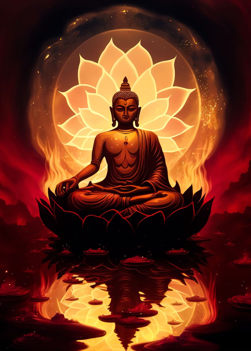 'Buddha Beside Lotus' Poster, picture, metal print, paint by NeoRowe ...