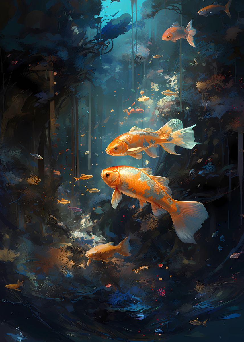 'Koi Fish Unreal' Poster, picture, metal print, paint by Crimson Walker ...