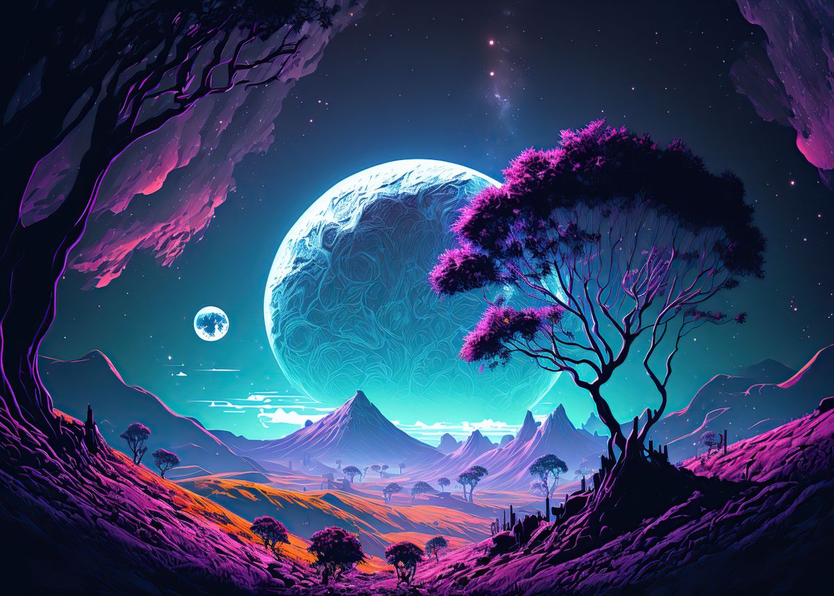 'Landscape the moon' Poster by Ana Calvert | Displate