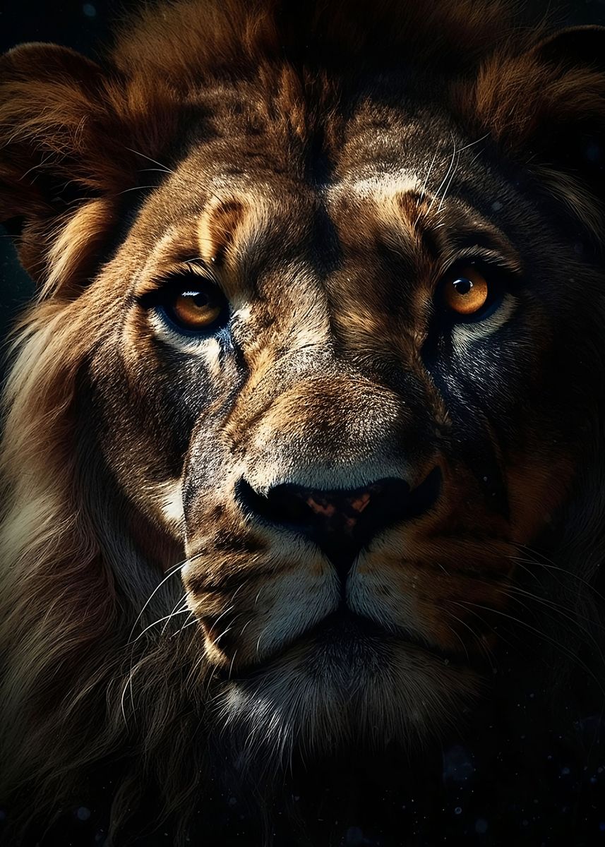 'Proud Lion Face' Poster, picture, metal print, paint by ...