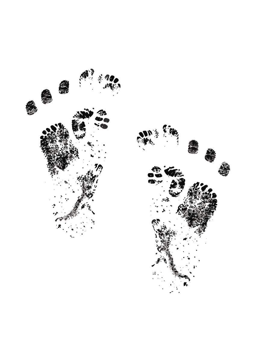 'Footprints human feet bare' Poster, picture, metal print, paint by ...