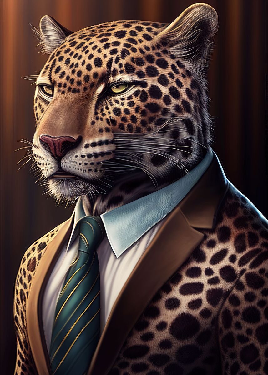 'Jaguar Suit Animal Clothes' Poster, picture, metal print, paint by ...