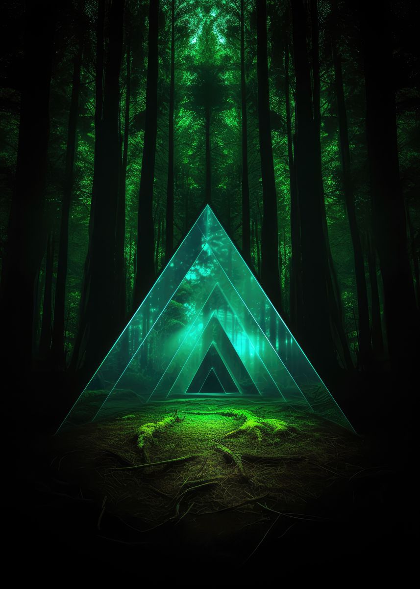 'Green Triangle Forest 2' Poster, picture, metal print, paint by ...