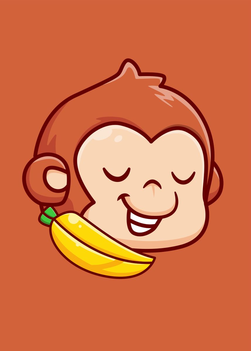 'MONKEY CUTE FACE' Poster, picture, metal print, paint by Pucaaa | Displate