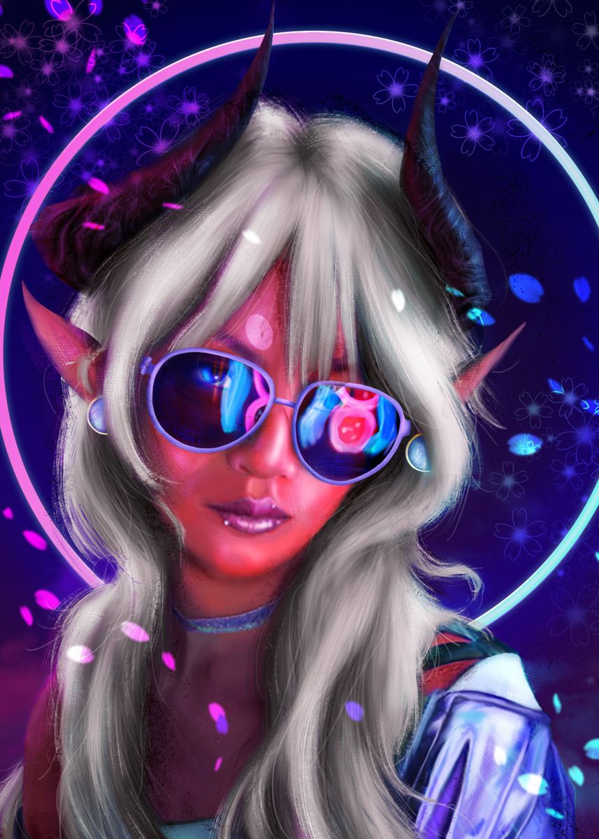 'Neon Oni Portrait' Poster, picture, metal print, paint by Rene ...